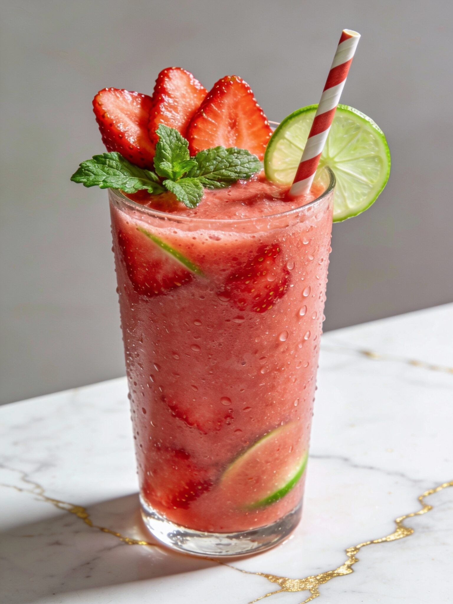 Strawberry Mint Lime Smoothie - Bowl N Recipes